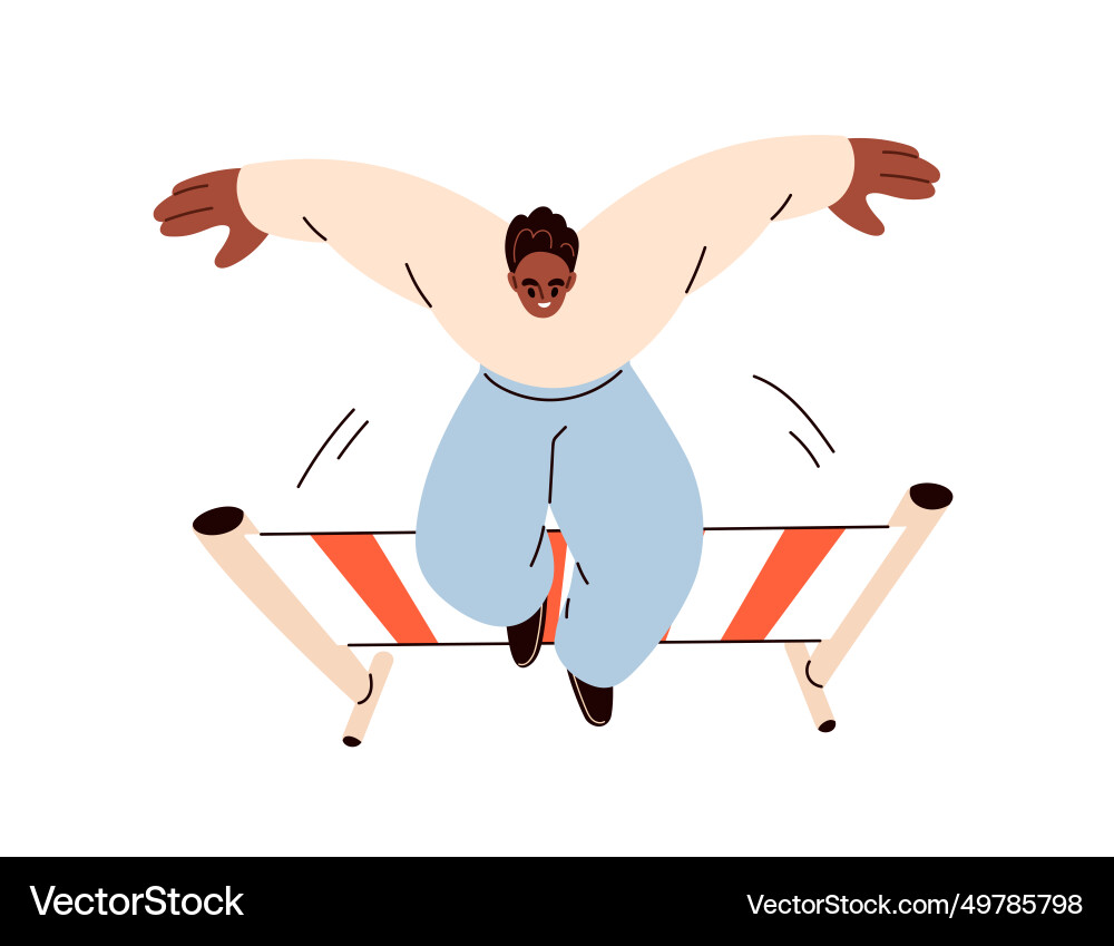 Man jumping over barrier obstacle ambitious male Vector Image