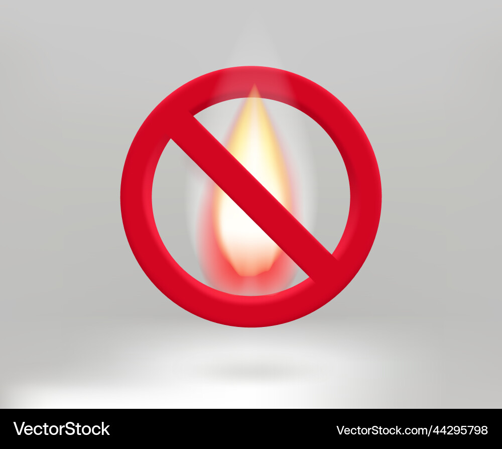 No fire concept with flame icon 3d Royalty Free Vector Image