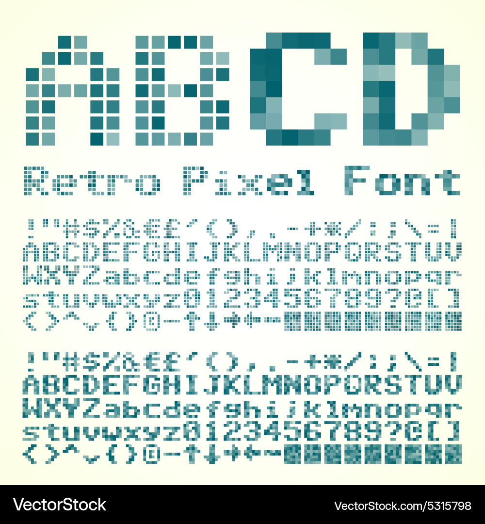Pixel font Royalty Free Vector Image - VectorStock