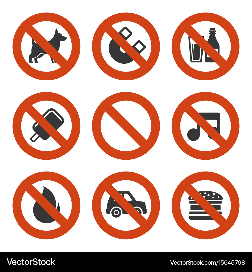 Prohibited signs set Royalty Free Vector Image
