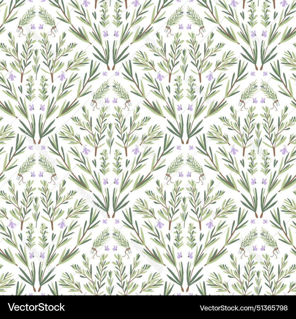 Rosemary herbs seamless pattern plant Royalty Free Vector