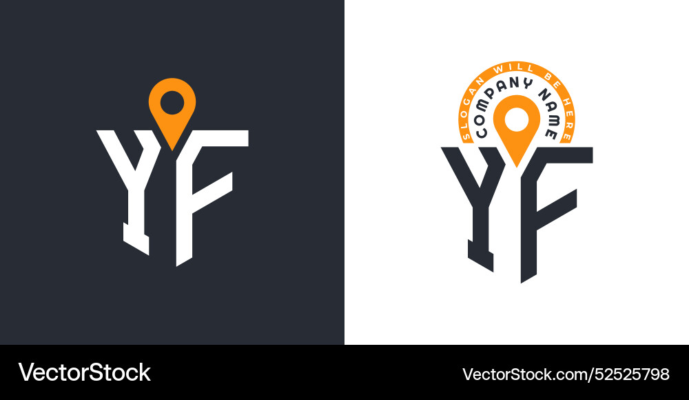 Yf location logo bundle letter dual icons Vector Image