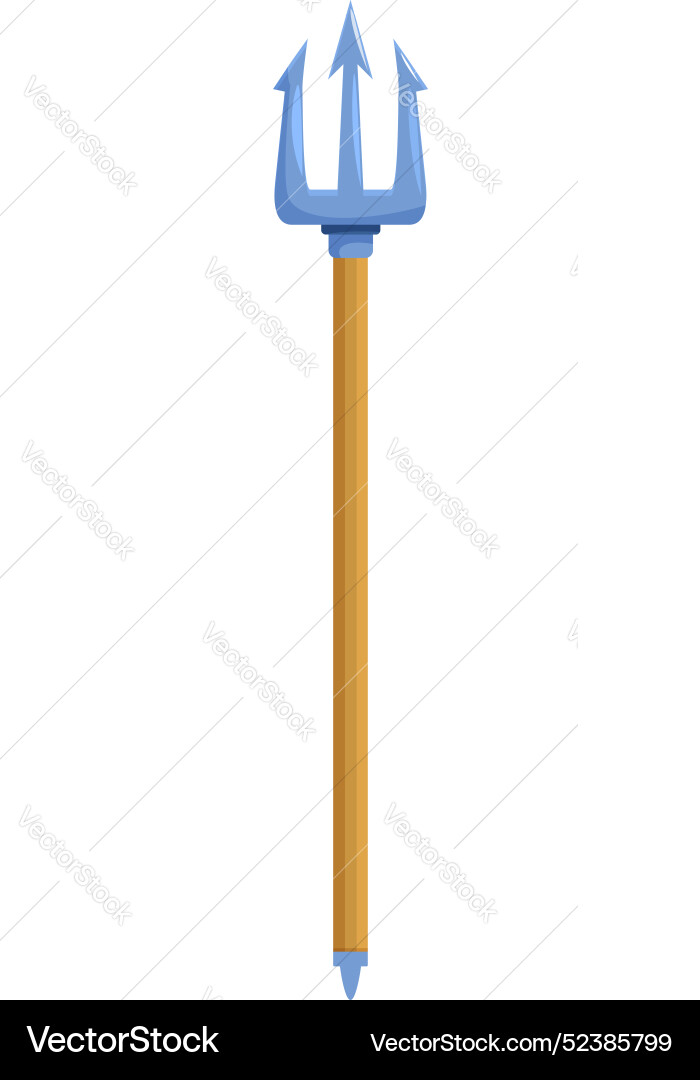 Cartoon trident standing upright isolated on white