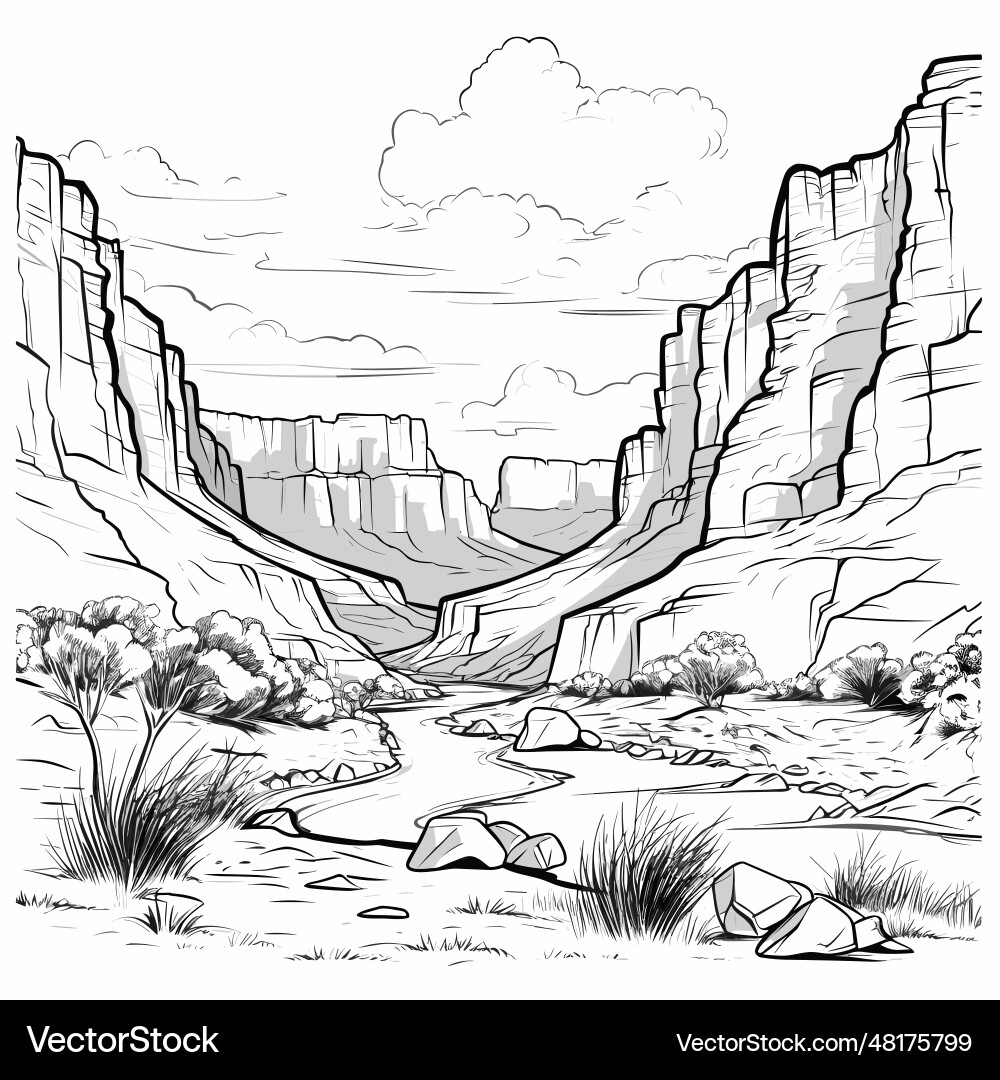 Grand canyon handgezeichnet Comic Lizenzfreies Vektorbild
