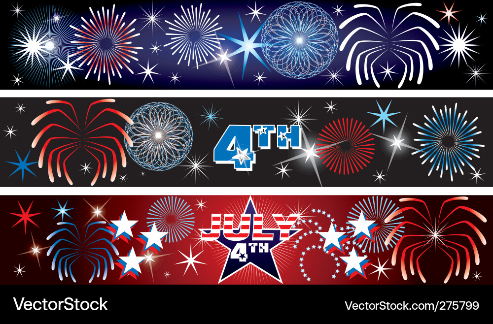 July 4th firework banners Royalty Free Vector Image