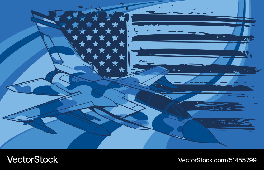 Military fighter jets with american flag Vector Image