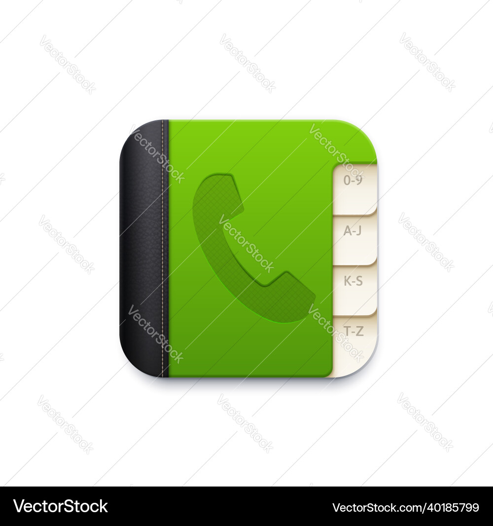 Phone book icon of contact app button Royalty Free Vector