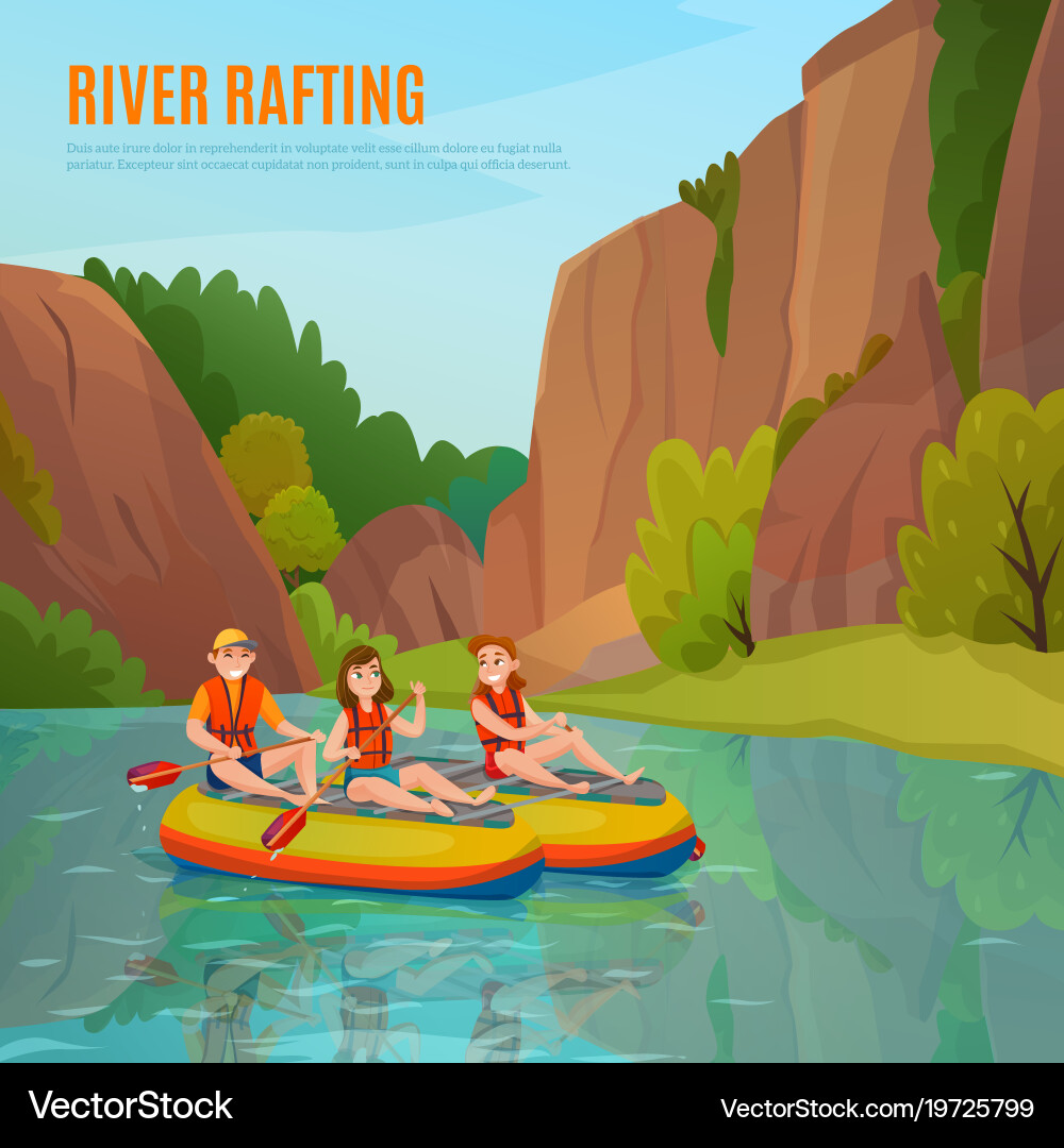 River rafting outdoor composition Royalty Free Vector Image