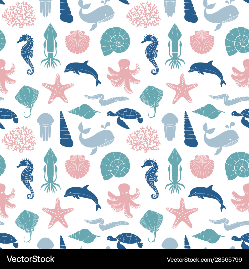 Seamless background on theme sea Royalty Free Vector Image