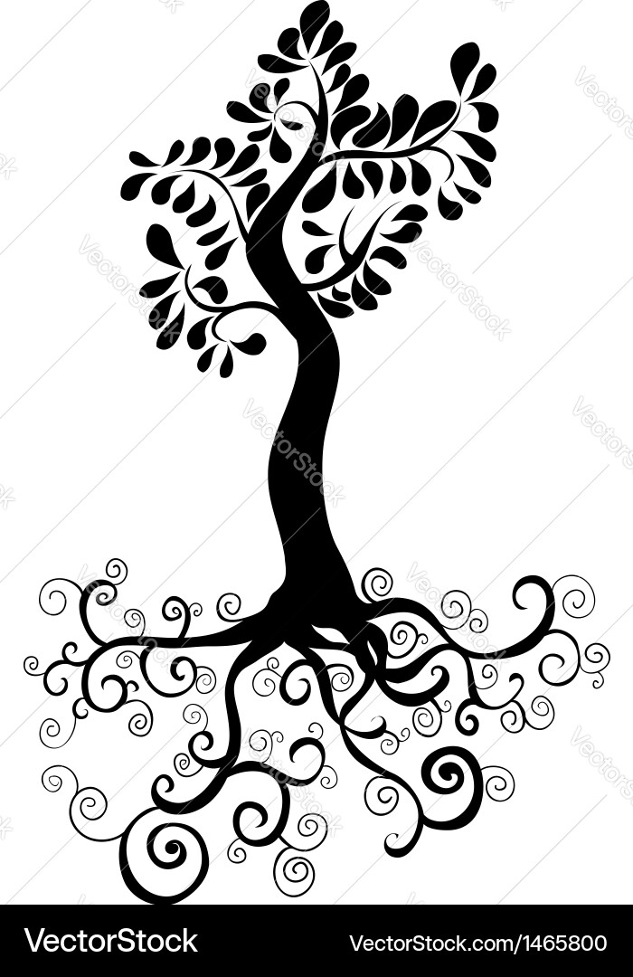 Black tree silhouette Royalty Free Vector Image