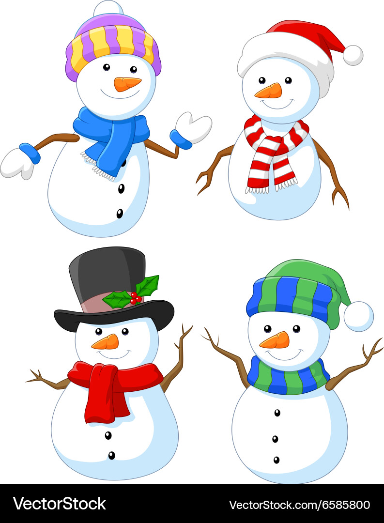 Cheerful Snowman Group Royalty Free Vector Image
