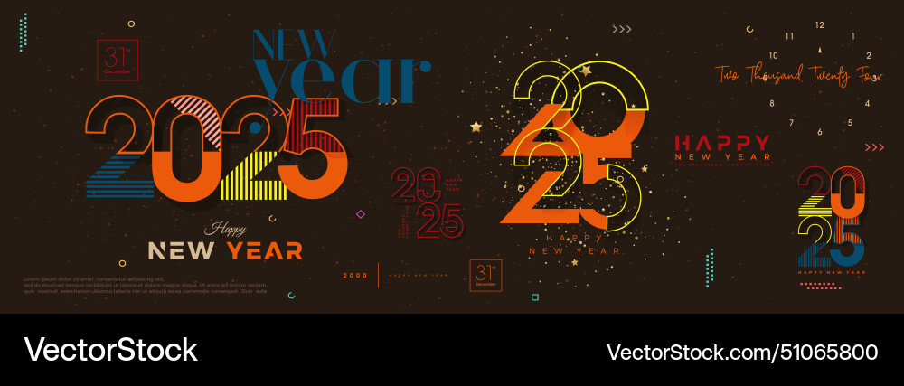 Happy new year background design with set number Vector Image
