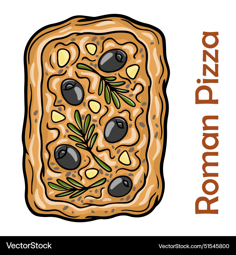 Italian focaccia bread with various vegetable Vector Image