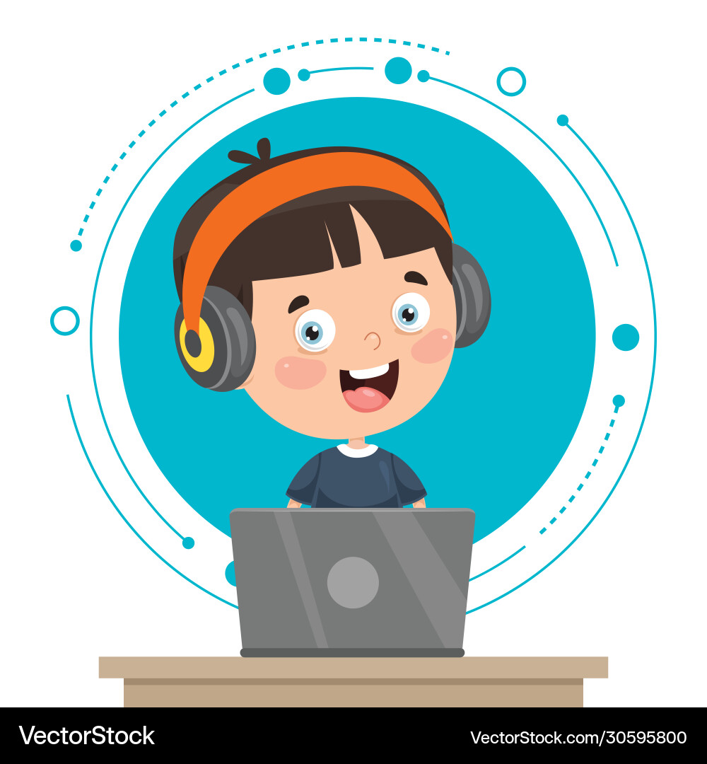 Kid using technology Royalty Free Vector Image