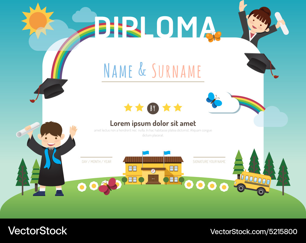 Kids Diploma & Graduation Certificate Template