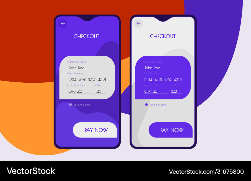 Mobile app ui payment and checkout screens mockup Vector Image