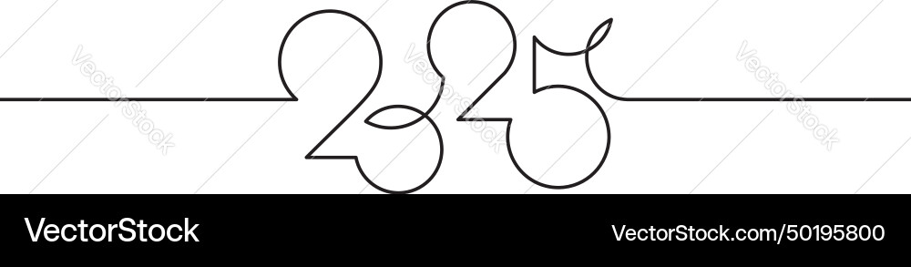 One line 2025 drawing Royalty Free Vector Image