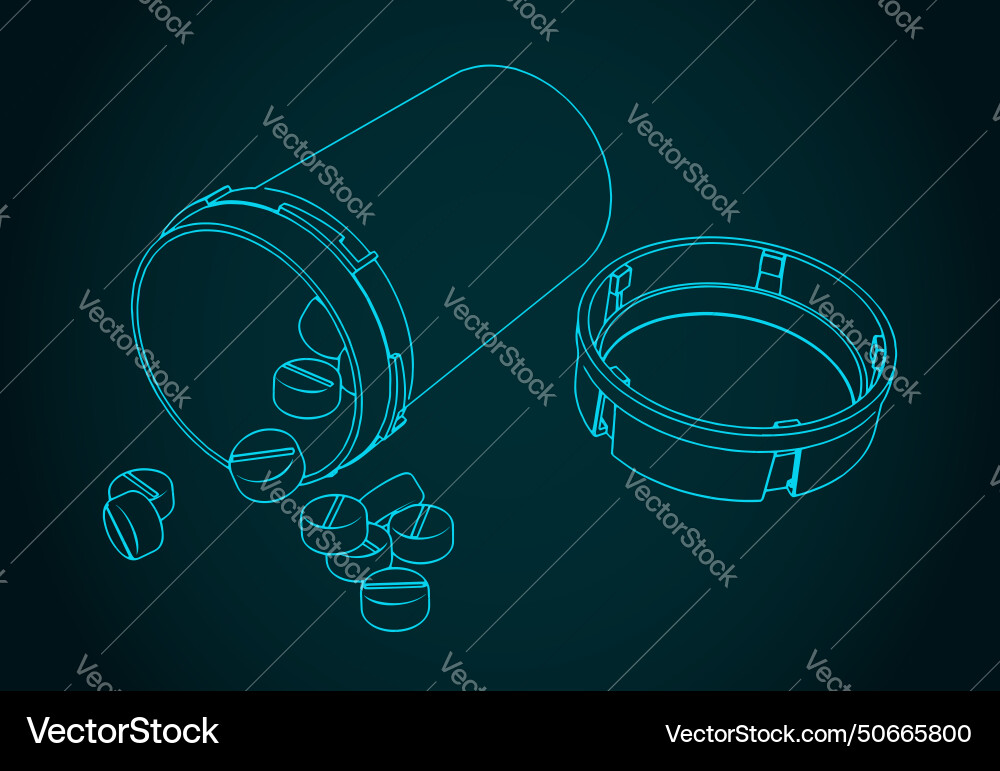 Pill jar with spilled pills Royalty Free Vector Image