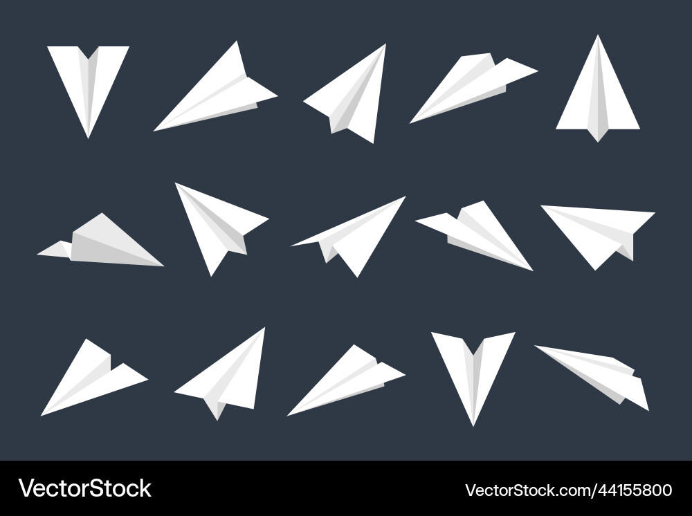Realistic white paper planes collection handmade Vector Image