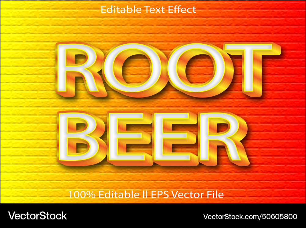Root beer editable text effect Royalty Free Vector Image
