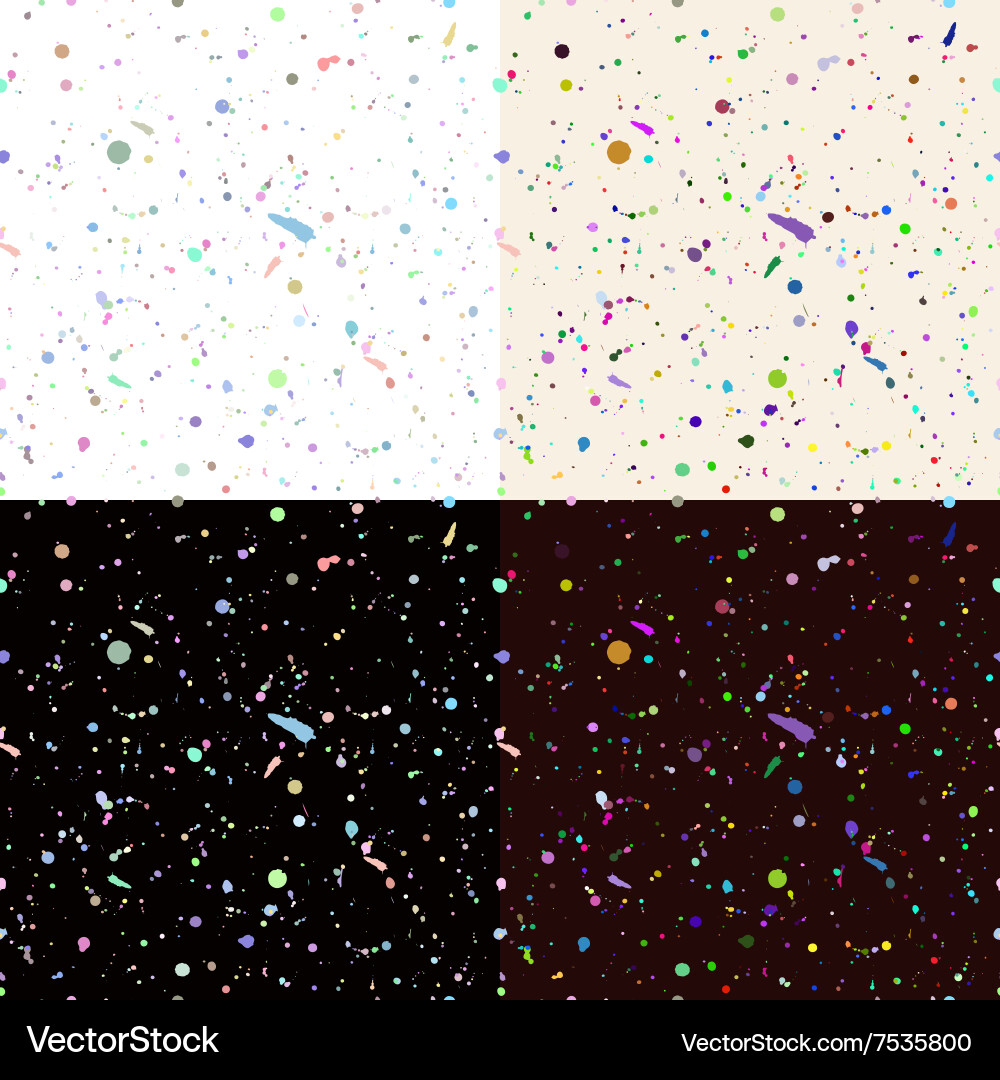 Set of seamless paint splatter pattern Royalty Free Vector