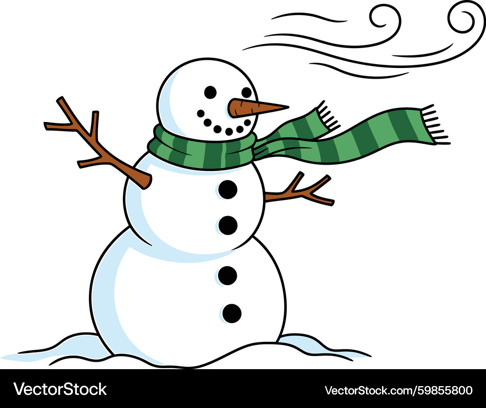 Snowman Blowing in the Wind – Royalty-Free Vector | VectorStock