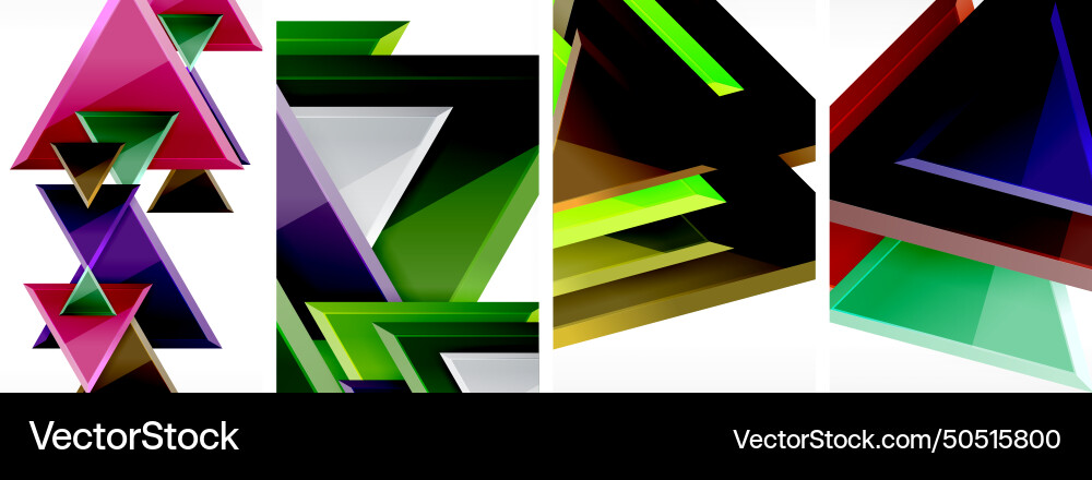 Triangle composition poster background set Vector Image