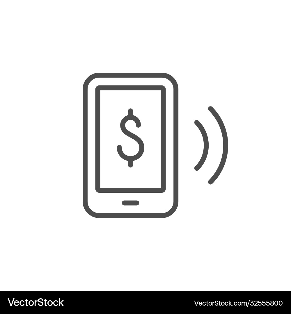 Wireless payment line outline icon Royalty Free Vector Image