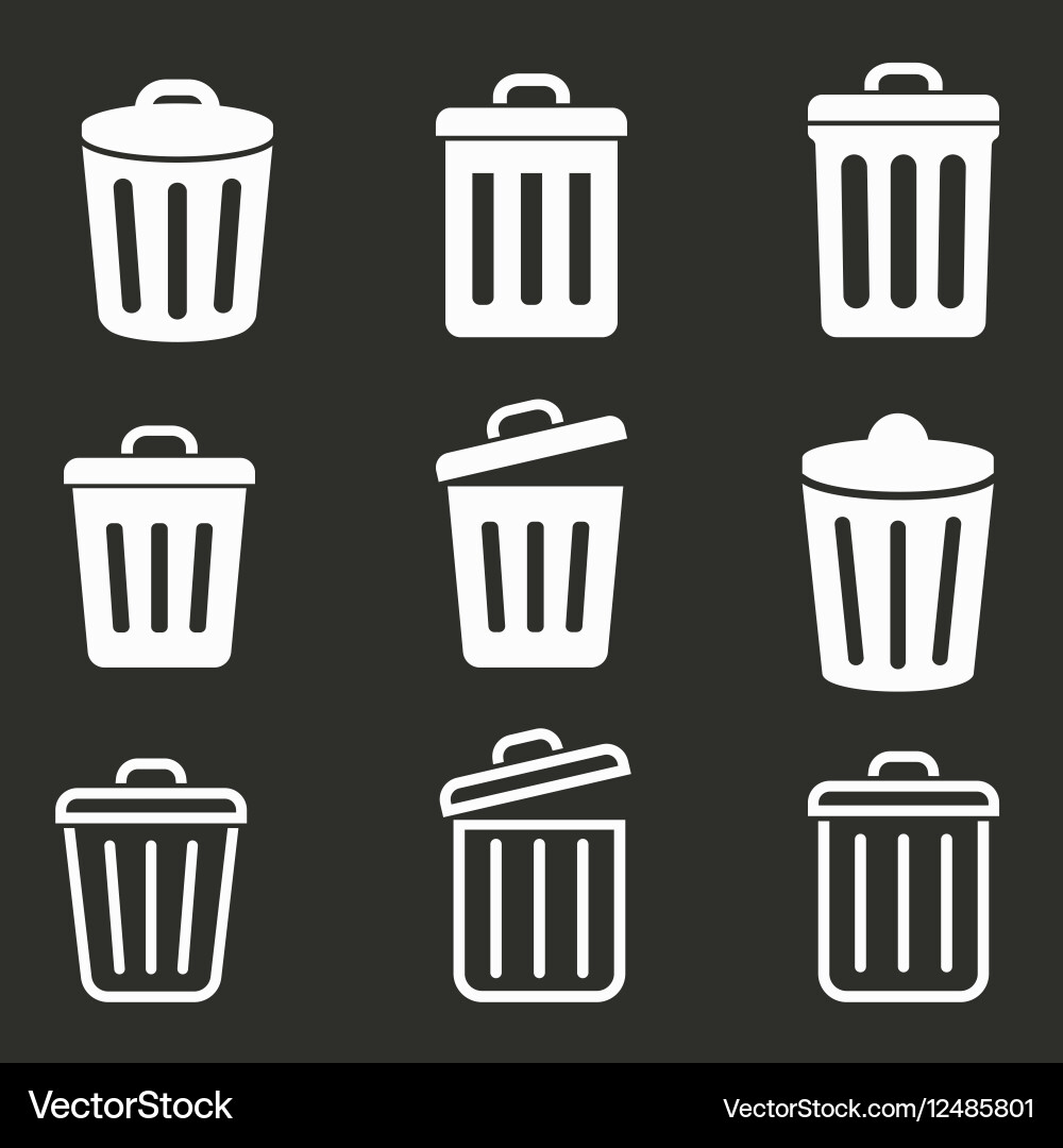 Bin icon set Royalty Free Vector Image - VectorStock