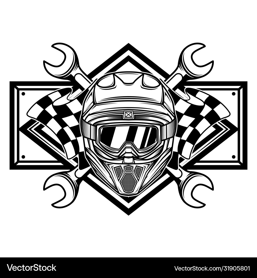 Black and white racing team logo Royalty Free Vector Image