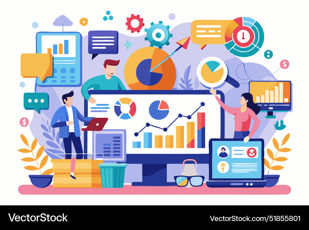 Data-driven marketing tech boost Royalty Free Vector Image