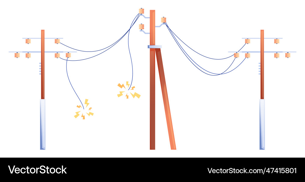 Electric line damage electrical power towers Vector Image