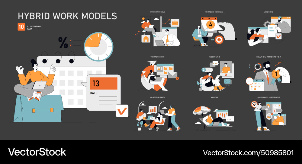 Hybrid work models Royalty Free Vector Image - VectorStock