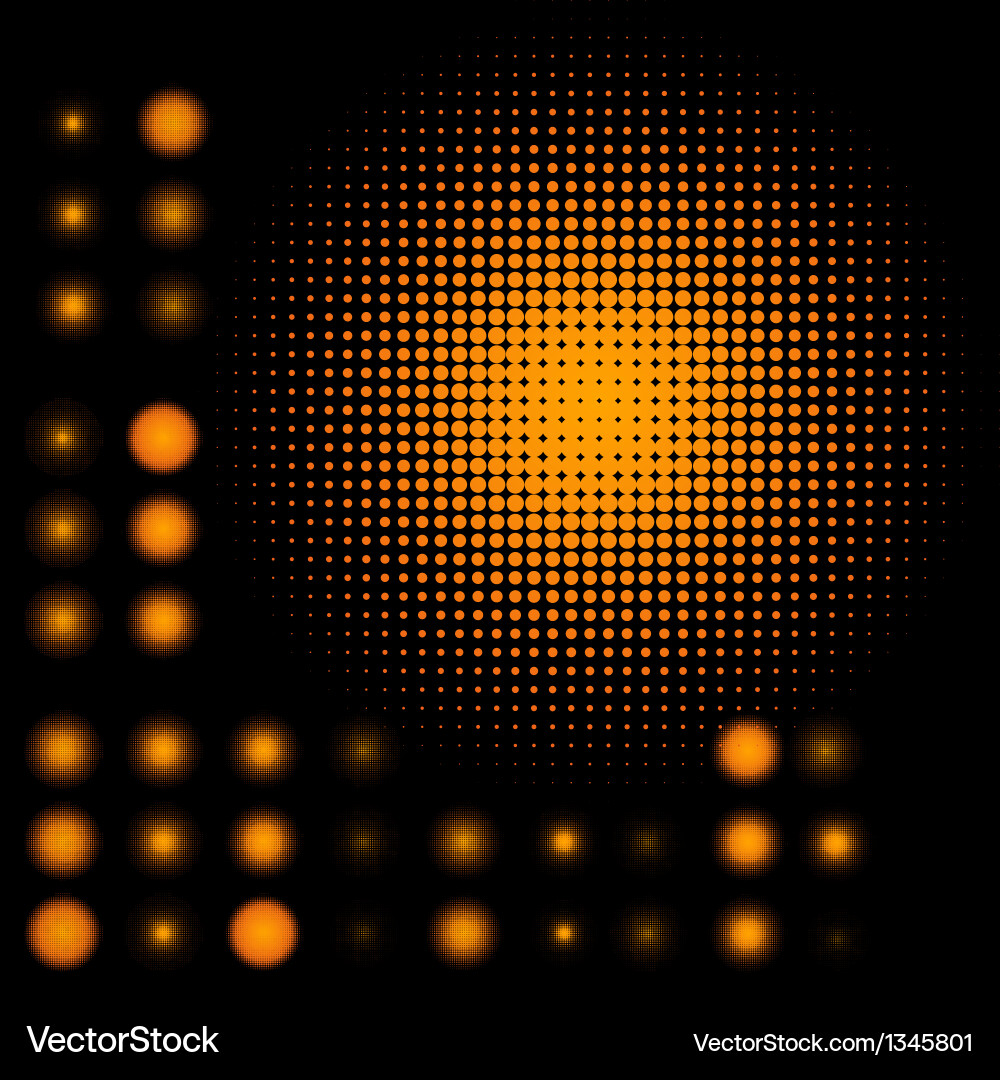 Set of spotted orange halftone eps 8 Royalty Free Vector
