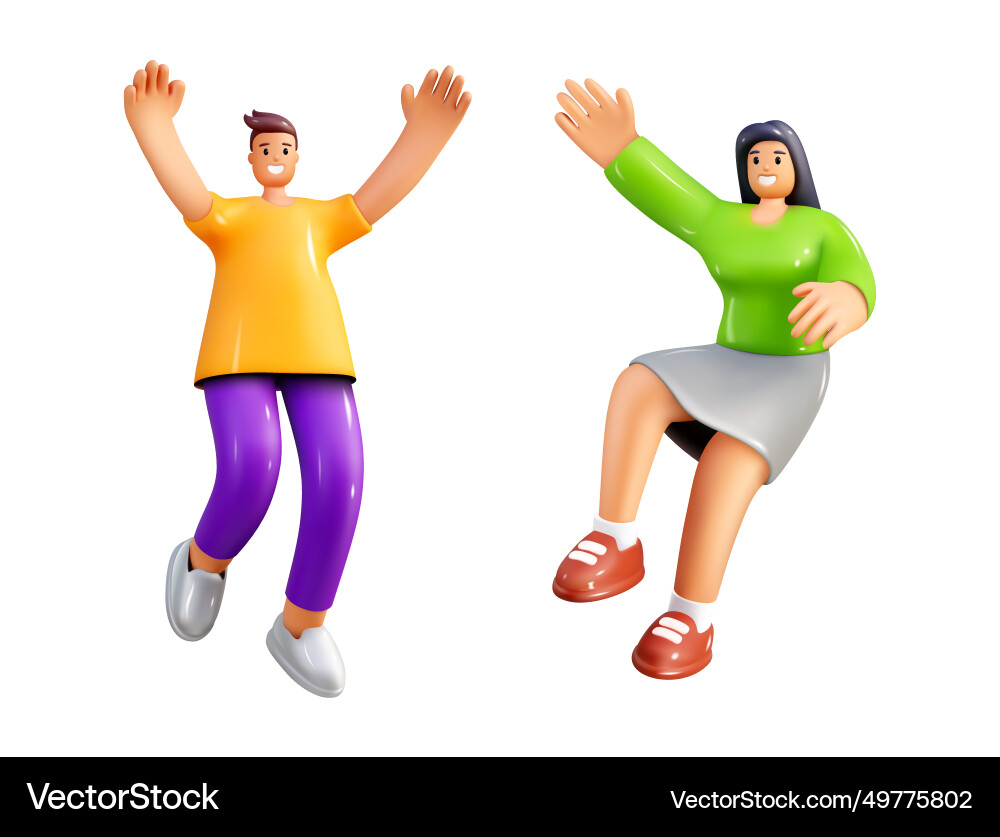 3d people happy render characters Royalty Free Vector Image
