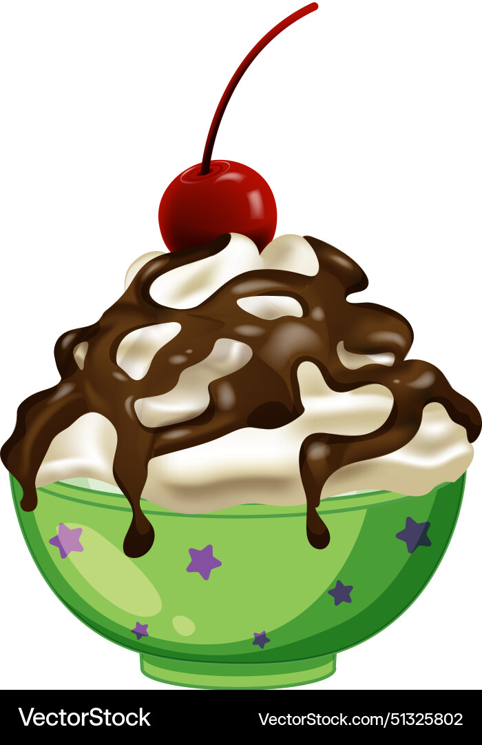 A tasty ice cream sundae Royalty Free Vector Image