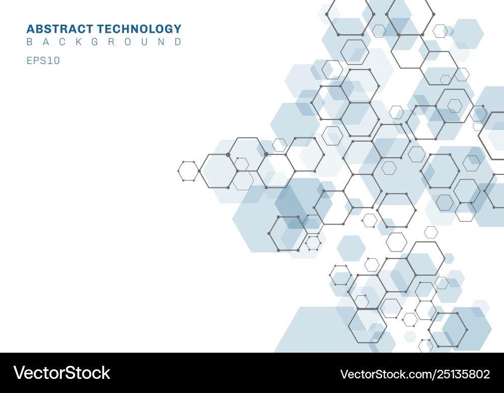 Abstract blue hexagonal molecular structure Vector Image