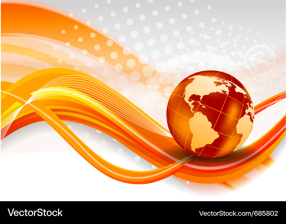 Abstract orange background with globe Royalty Free Vector