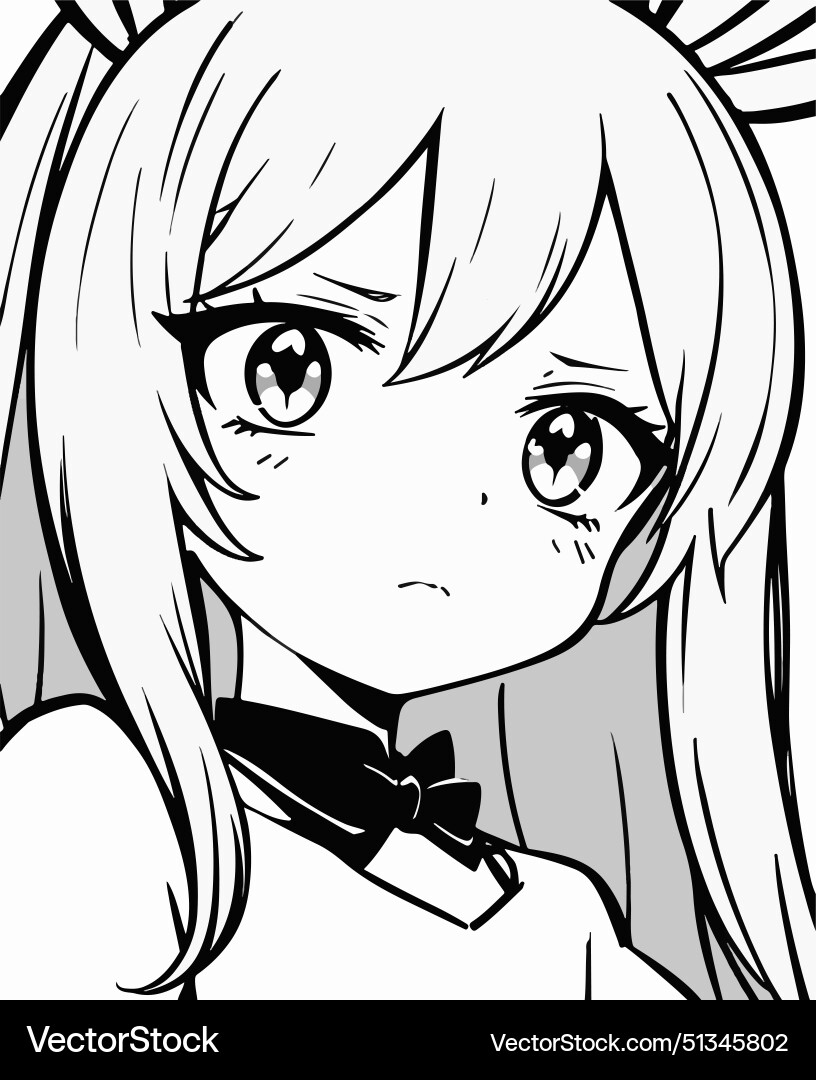 Anime girl portrait Royalty Free Vector Image - VectorStock