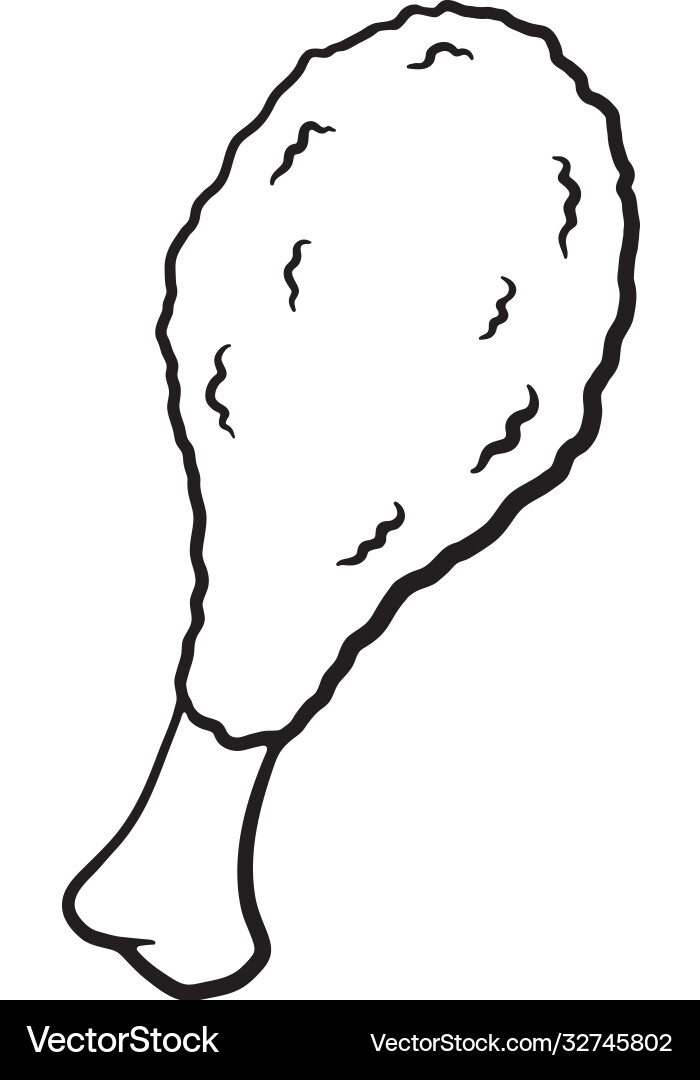 Deep-Fried Chicken Leg Doodle Royalty Free Vector Image