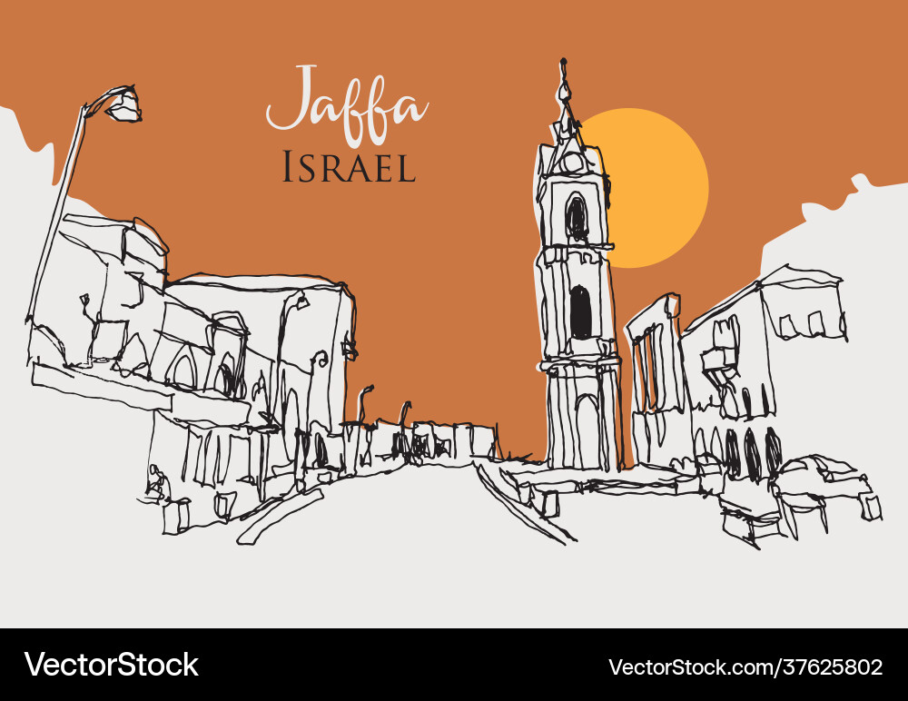 Drawing sketch jaffa israel Royalty Free Vector Image