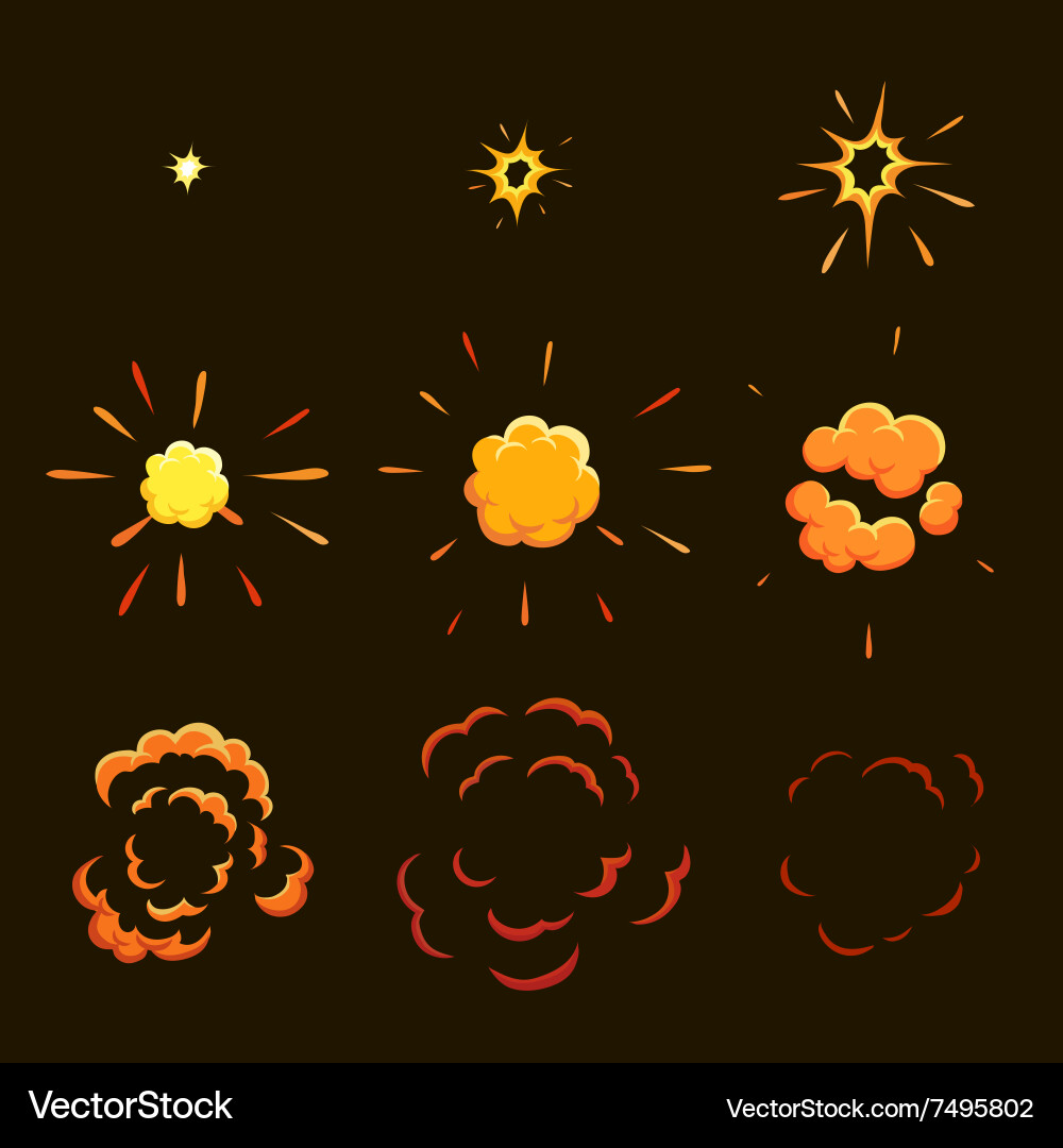 Explode effect animation game design Royalty Free Vector