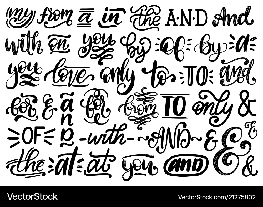 Handwritten catchwords and ampersands set Vector Image
