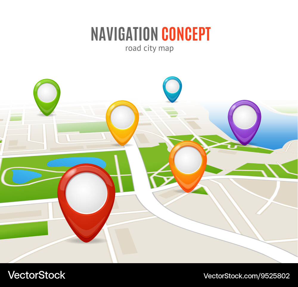 Navigation concept road city map Royalty Free Vector Image