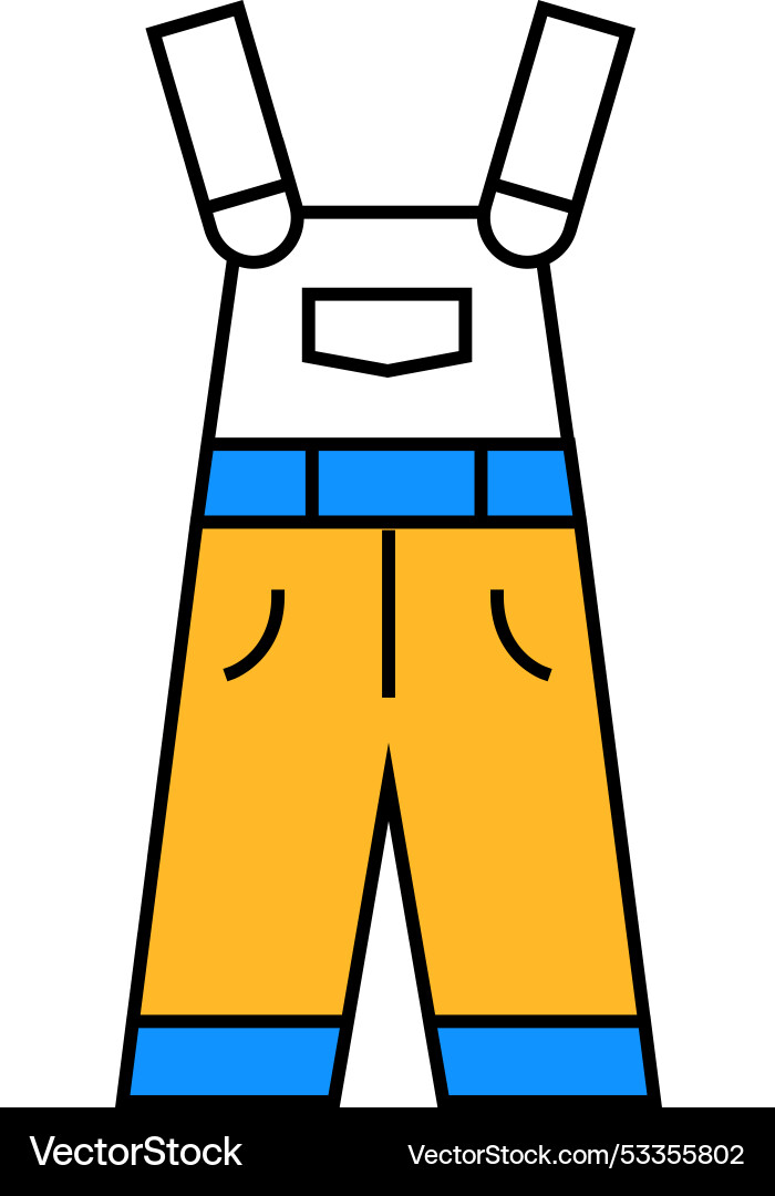 Overalls pants apparel icon color Royalty Free Vector Image