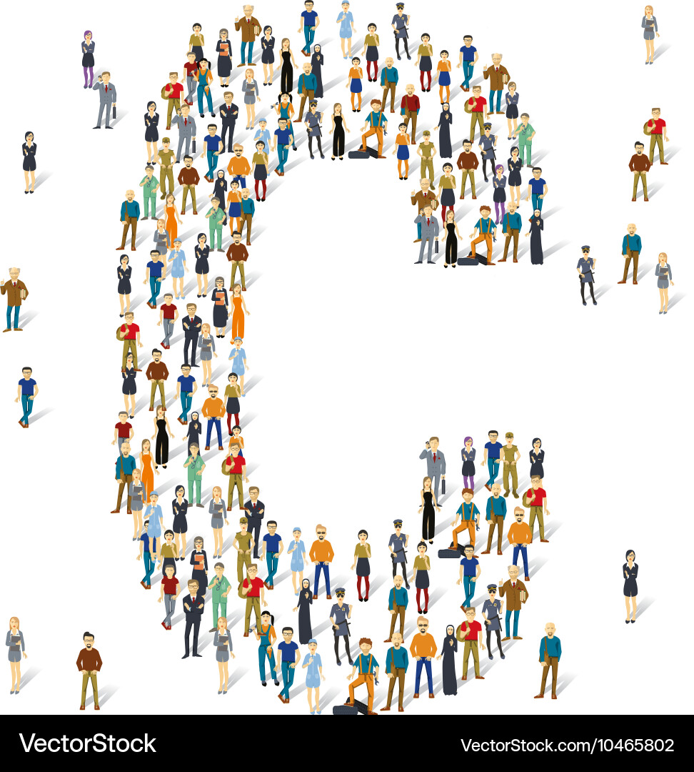 People crowd alphabet abc letter c Royalty Free Vector Image