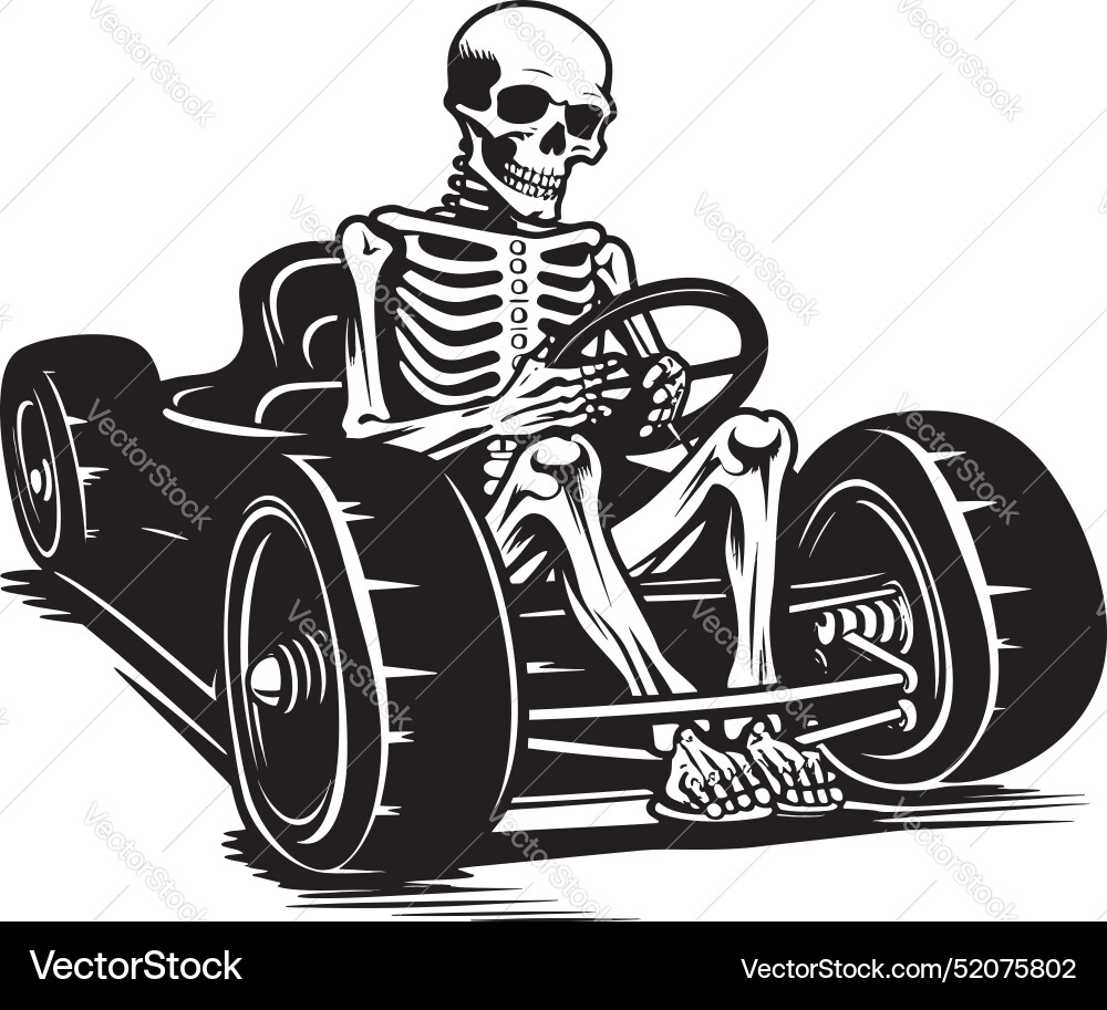 Skele speedway skeleton driving car graphic icon Vector Image