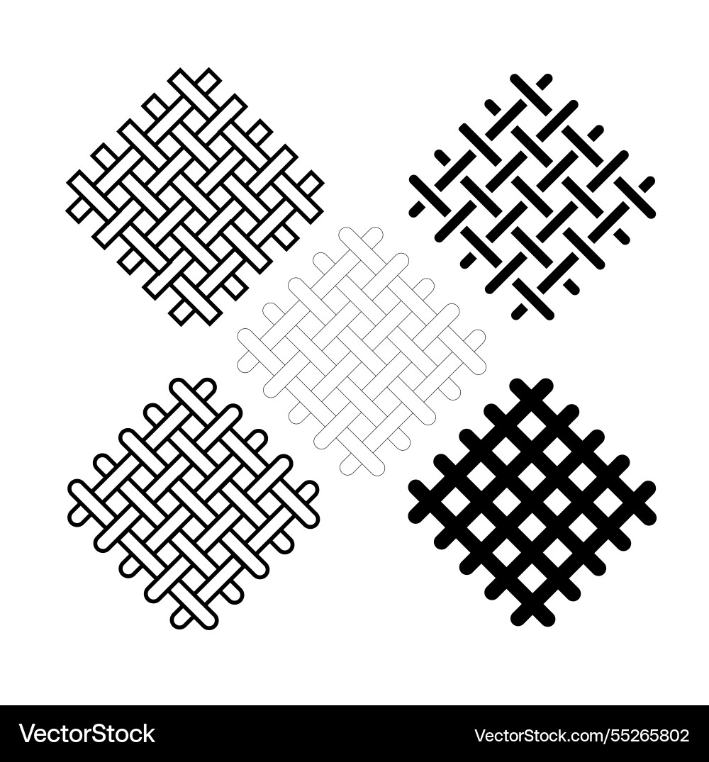 Textile fabric icons symbol interlacing Royalty Free Vector