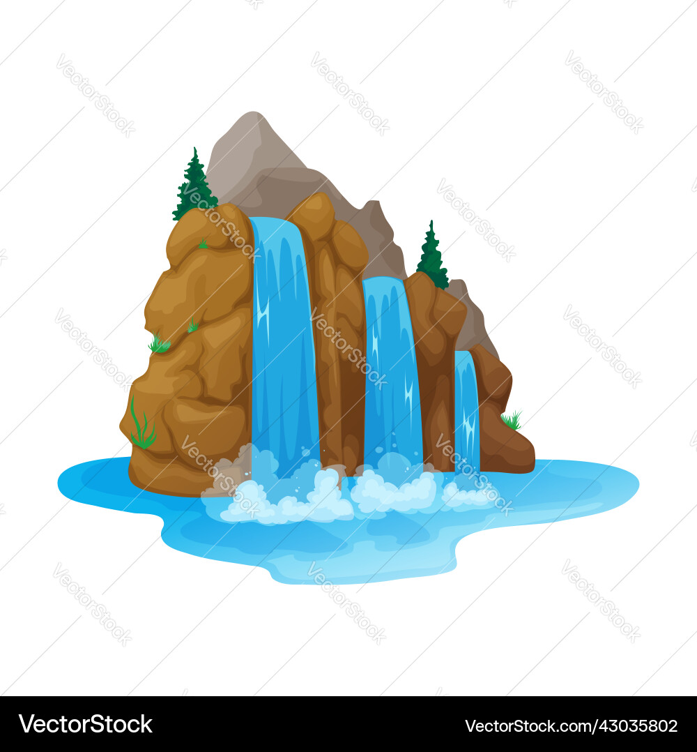 Waterfall water streams falling from mountains Vector Image