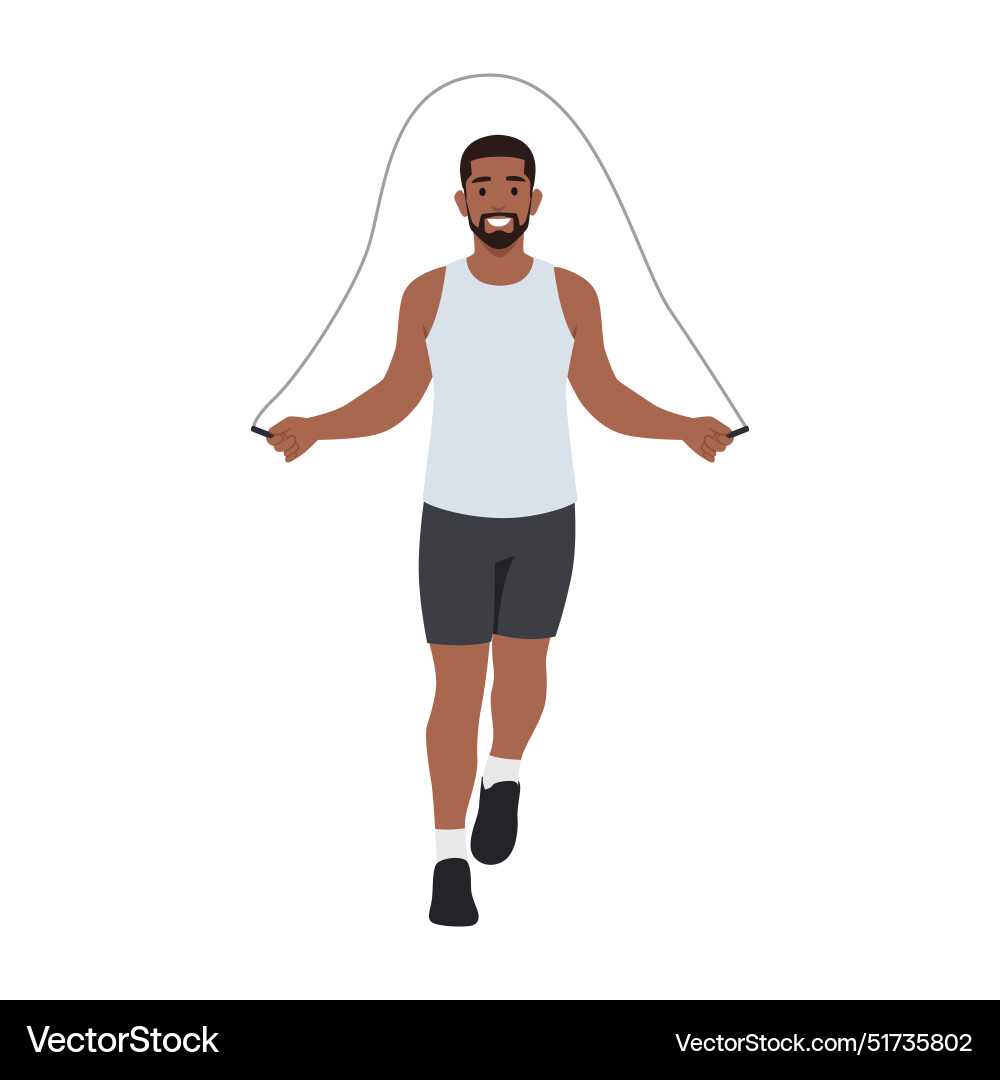 Young man skipping with a jump rope Royalty Free Vector